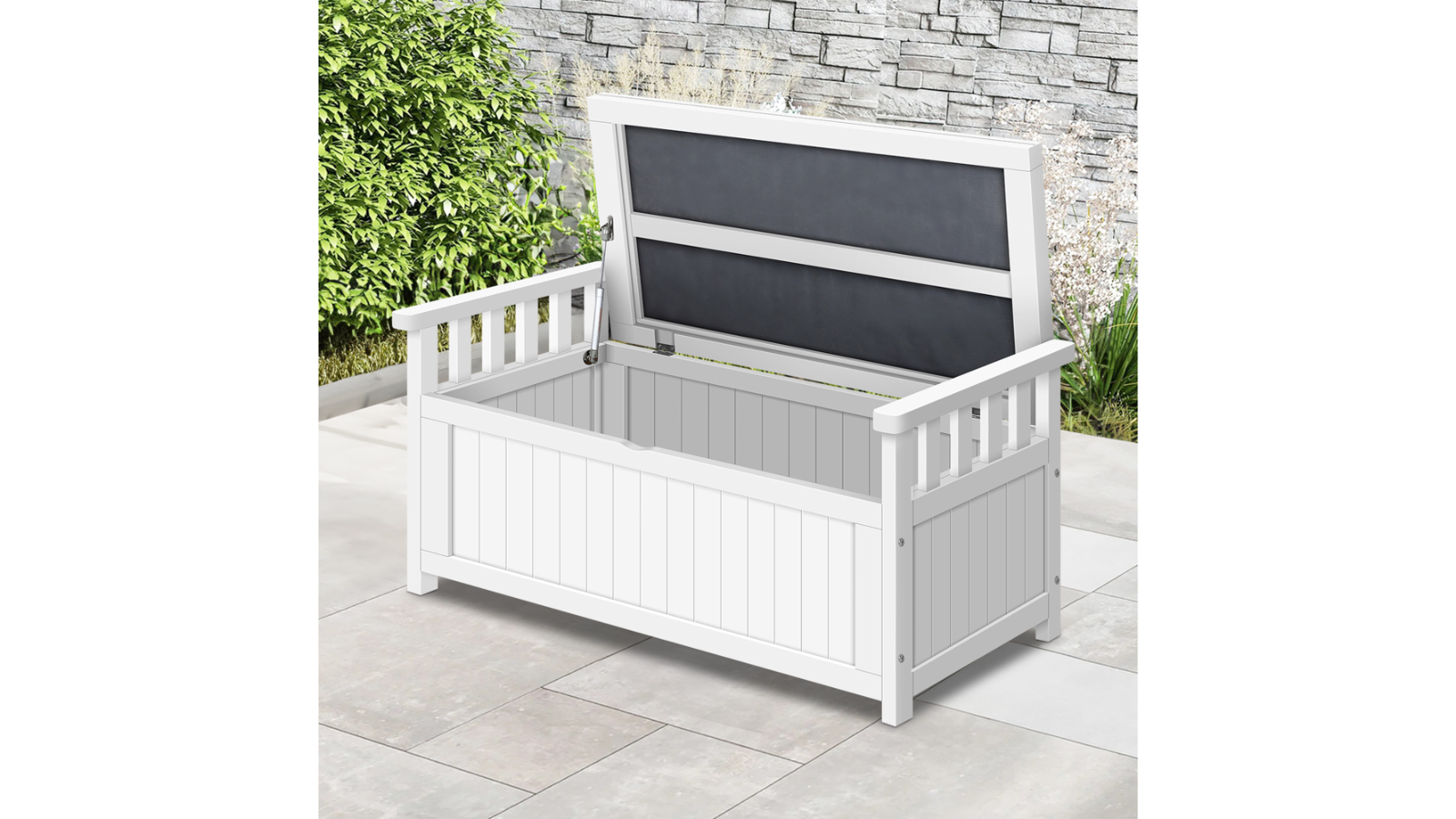 ALFORDSON Outdoor White Storage Box Wooden Garden Bench Chest - Large ...