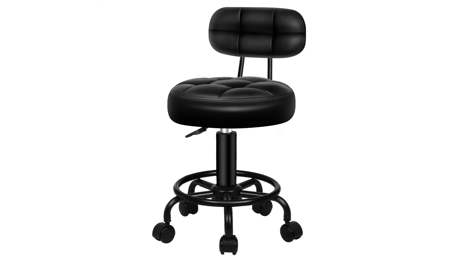 ALFORDSON Riley Backrest Salon Stool - All Black | Harvey Norman