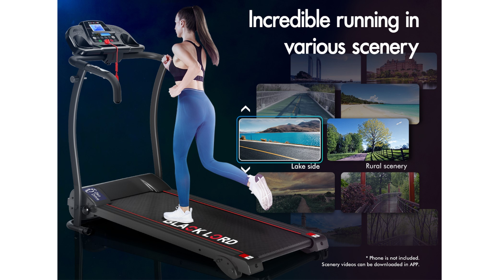 BLACK LORD Treadmill Electric Exercise Running Machine Foldable - 36CM ...