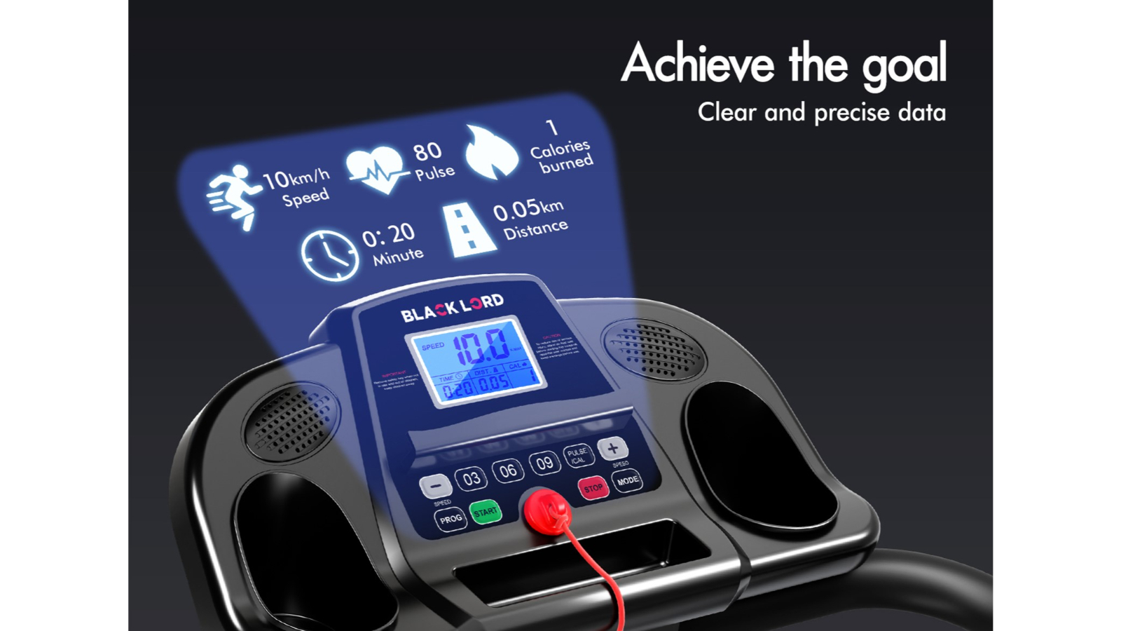 BLACK LORD Treadmill Electric Exercise Running Machine Foldable - 36CM ...