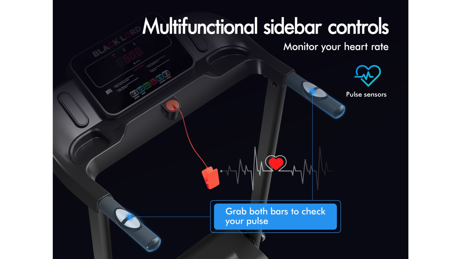 BLACK LORD Treadmill Electric Exercise Running Machine Foldable - 38CM ...