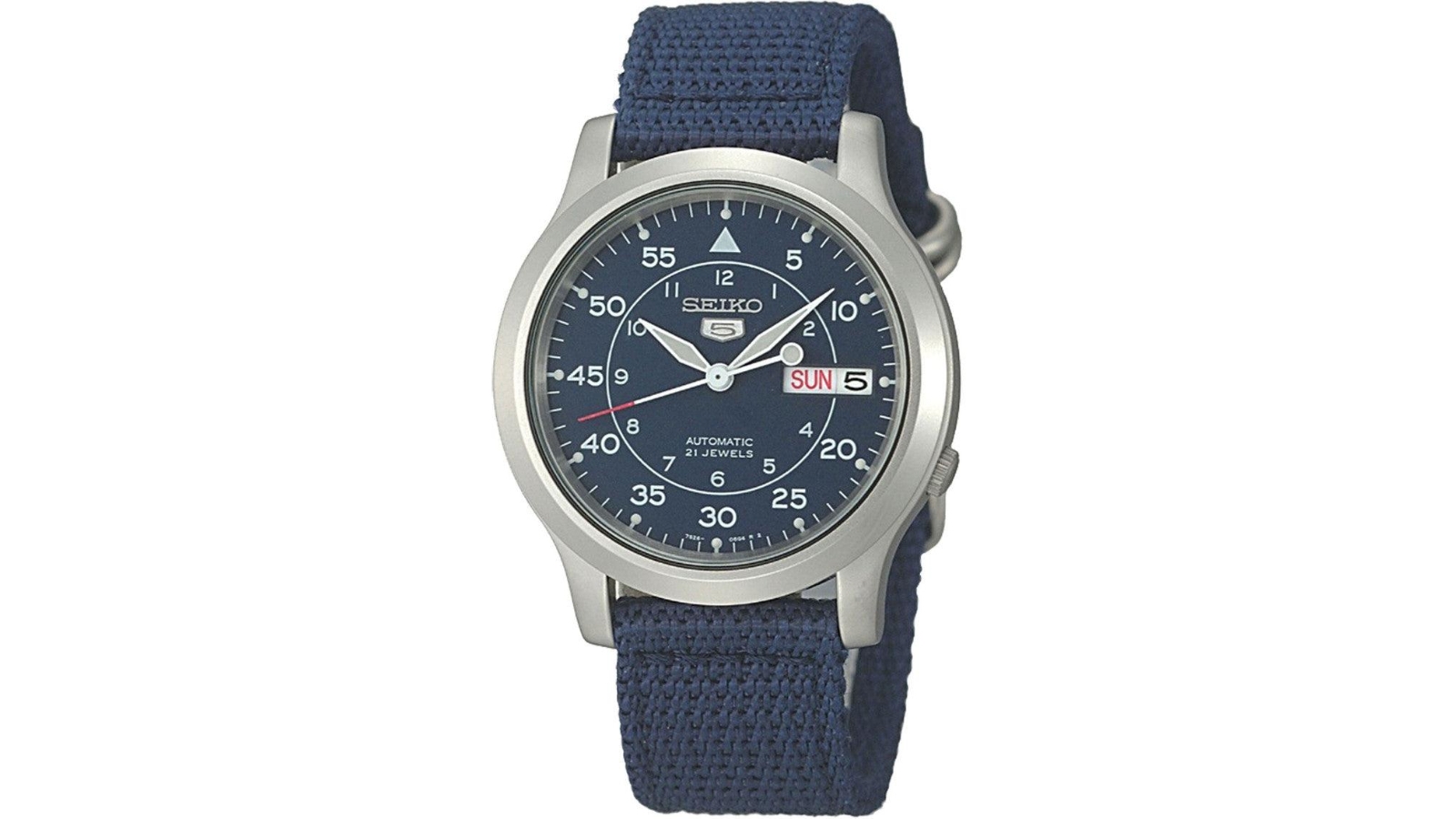 Seiko 5 SNK807 K2 Automatic Blue Nylon Canvas Strap Men's Watch ...