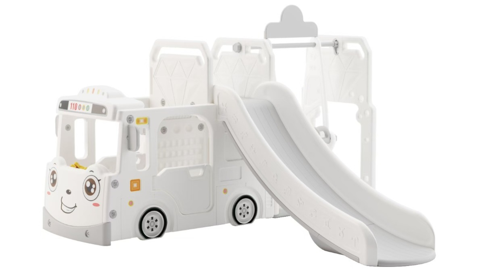 All 4 Kids Lucas Baby Slider/Swing Play Center with Bus - White ...