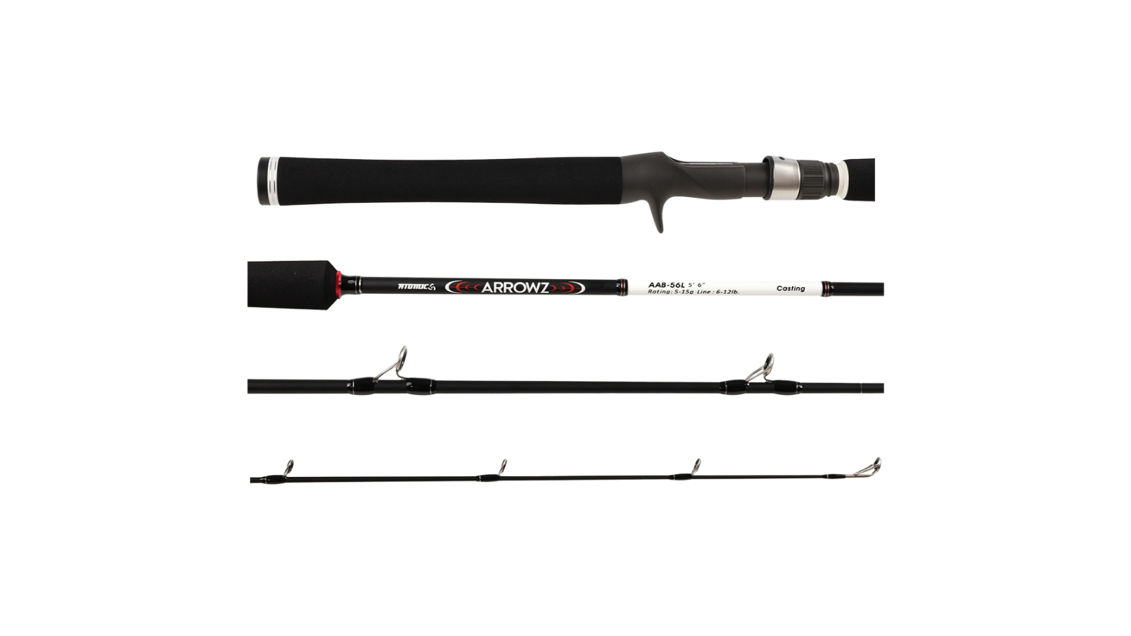 Arrowz Atomic Carbon 5ft/6inch Bait Casting Fishing Rod - 6-12lbs ...