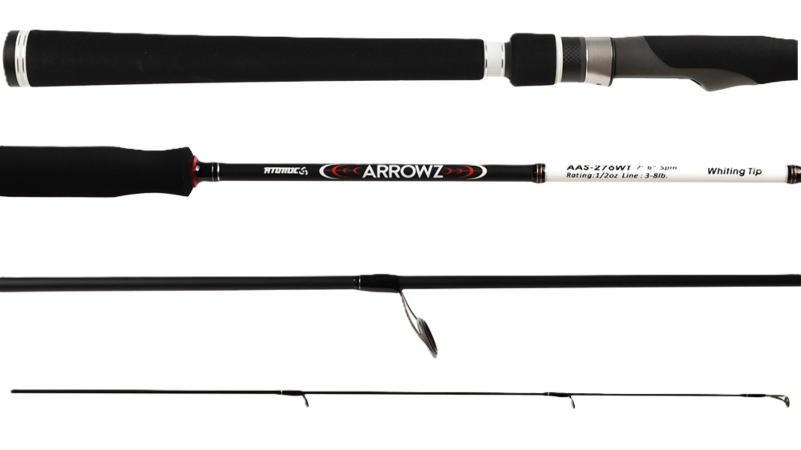 Arrowz 2 Piece Atomic Carbon 7ft/6inch Whiting Tip Spin Fishing Rod - 3 ...