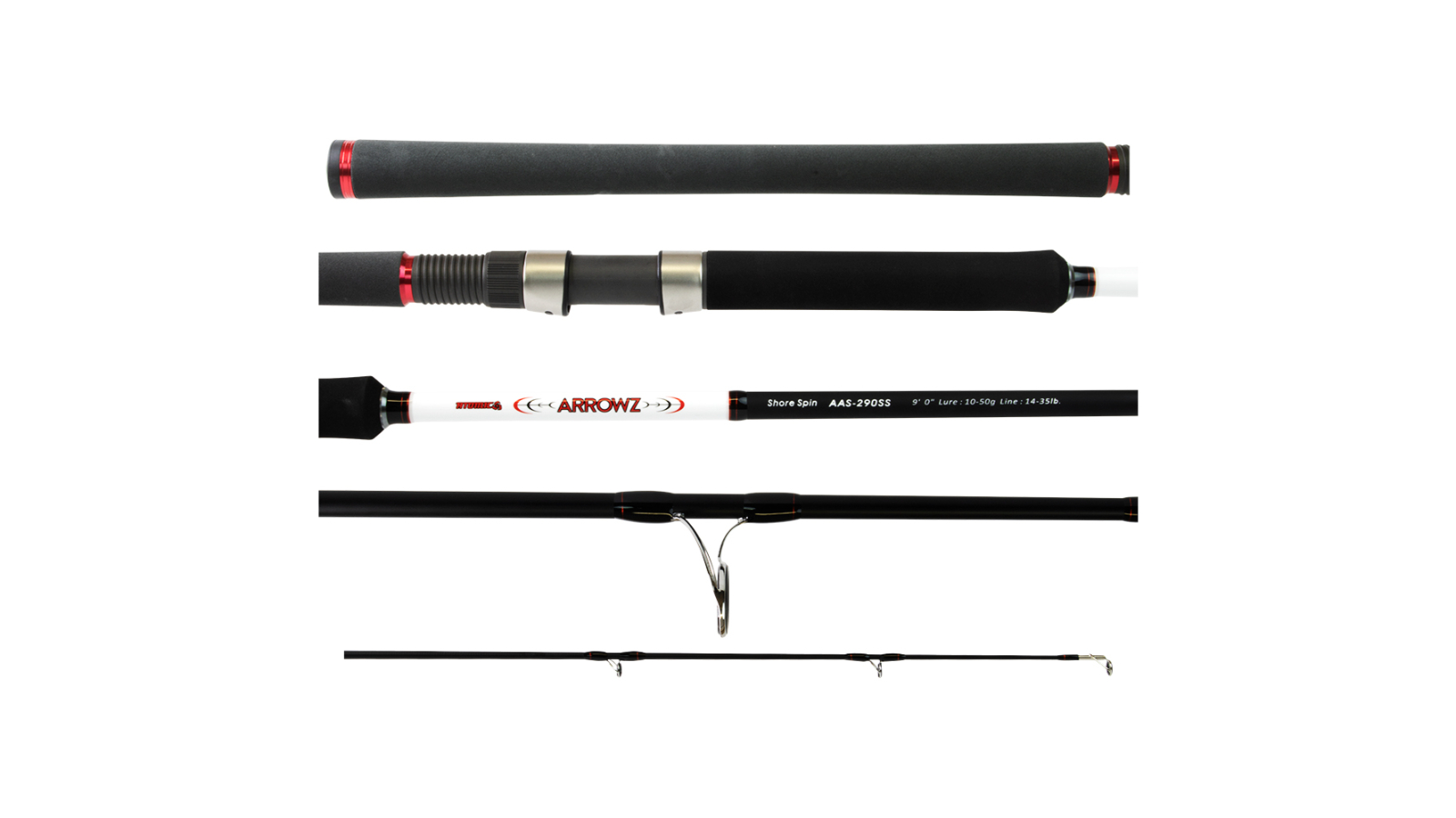 Arrowz 2 Piece Atomic Carbon 9ft Shore Spin Fishing Rod - 15-25lbs ...