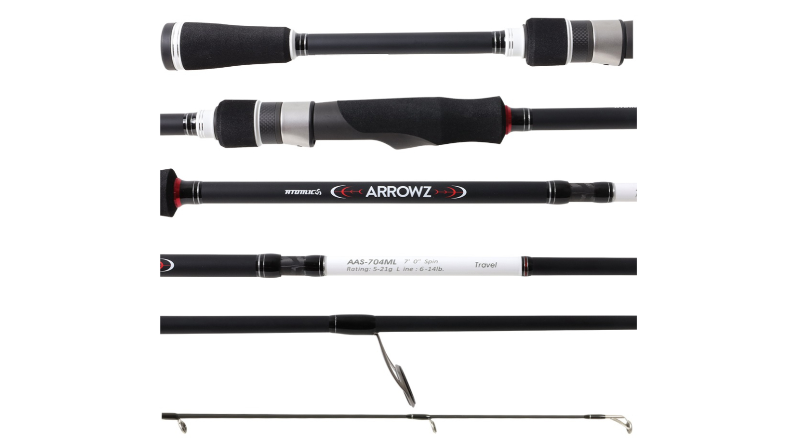 Arrowz 4 Piece Atomic Carbon 7ft Travel Spin Fishing Rod | Harvey Norman