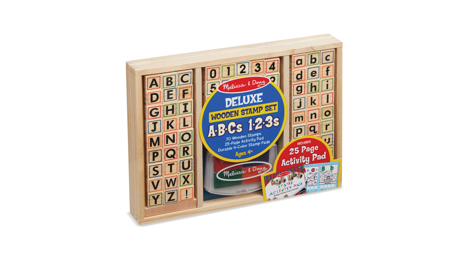 Melissa and Doug Deluxe Wooden ABC-123 Stamp Set | Harvey Norman