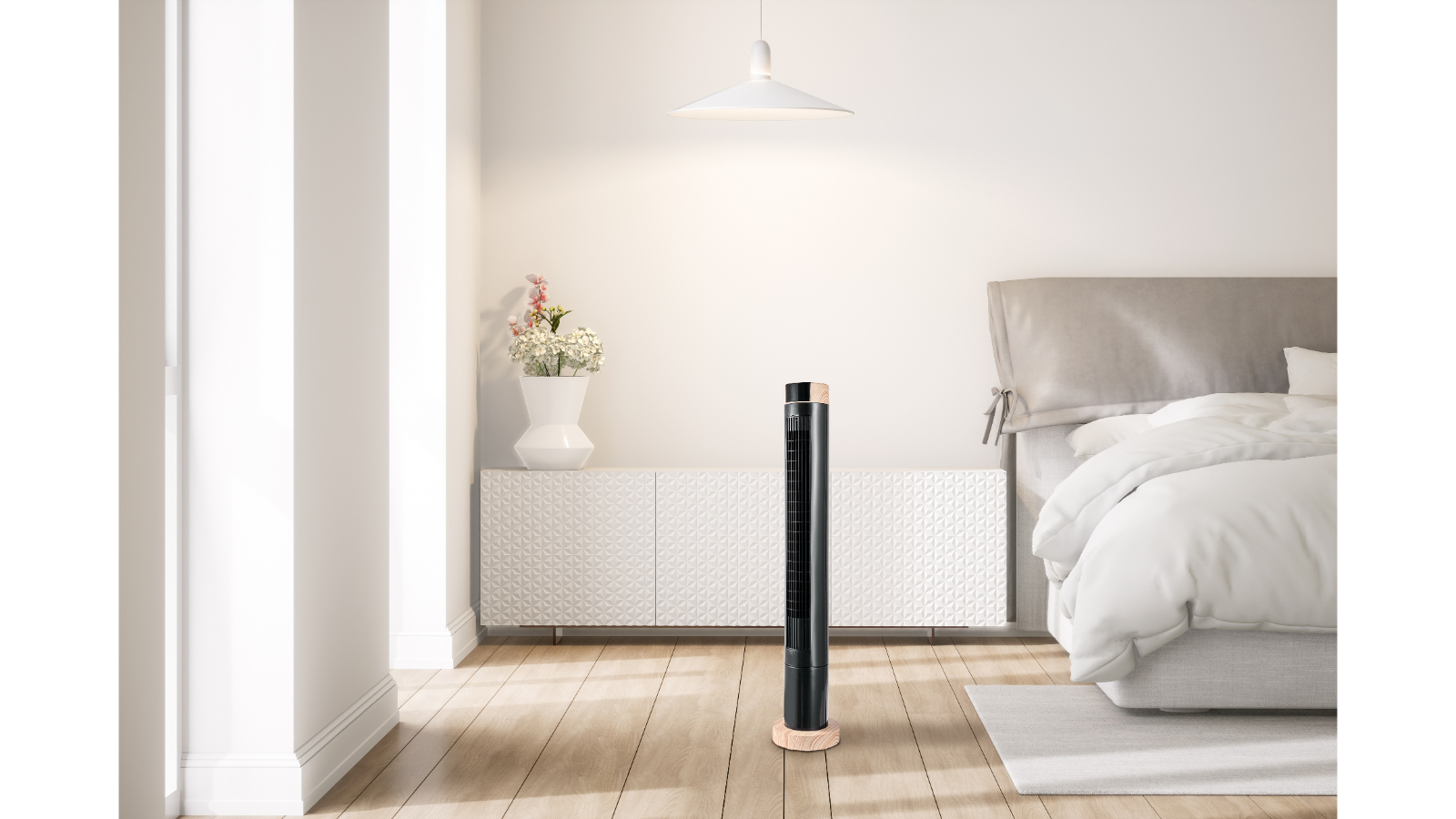 Ausclimate 102cm Smart Tower Fan - Black | Harvey Norman