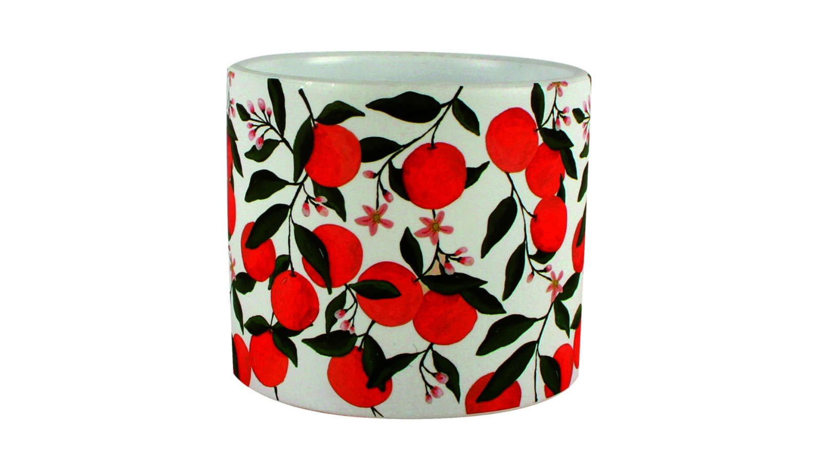 Maine and Crawford 16cm Ceramic Mandarin Tree Pot - White/Orange ...