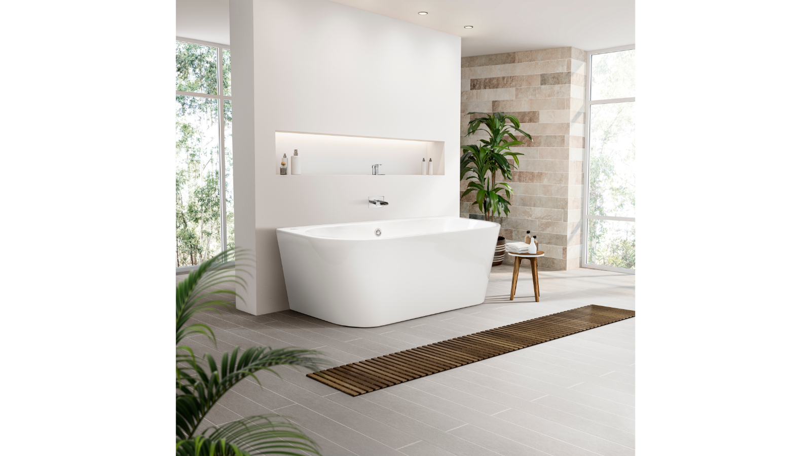 Decina Alegra 1700 Back To Wall Freestanding Contour Spa Bath - Gloss ...