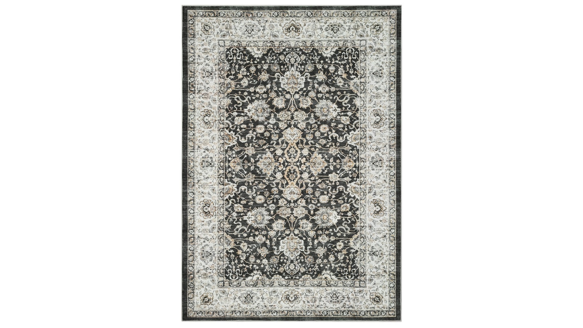 Chenille Traditional Black Rug - Large | Harvey Norman