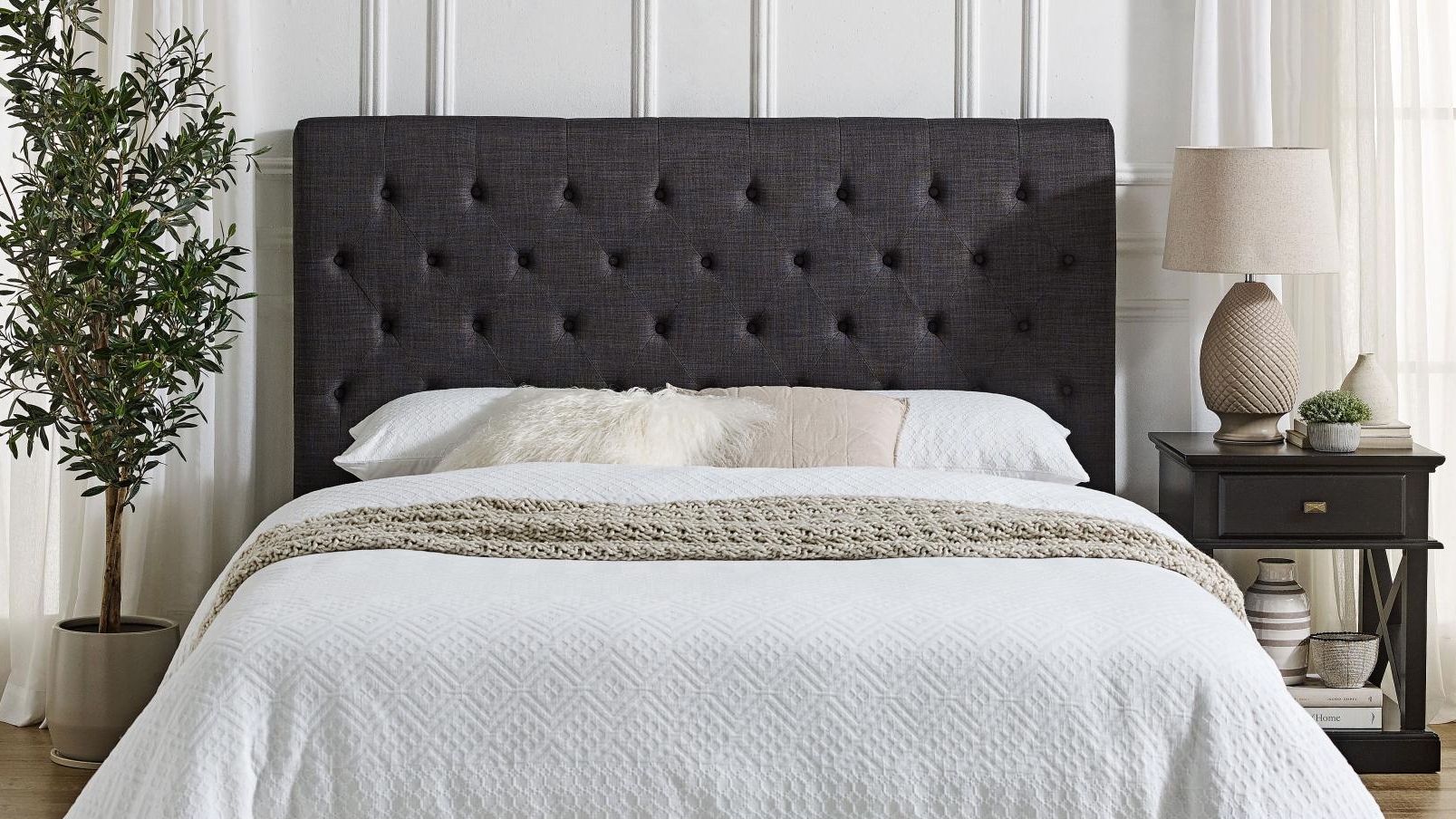 Remi Carbon Bedhead - Queen | Harvey Norman