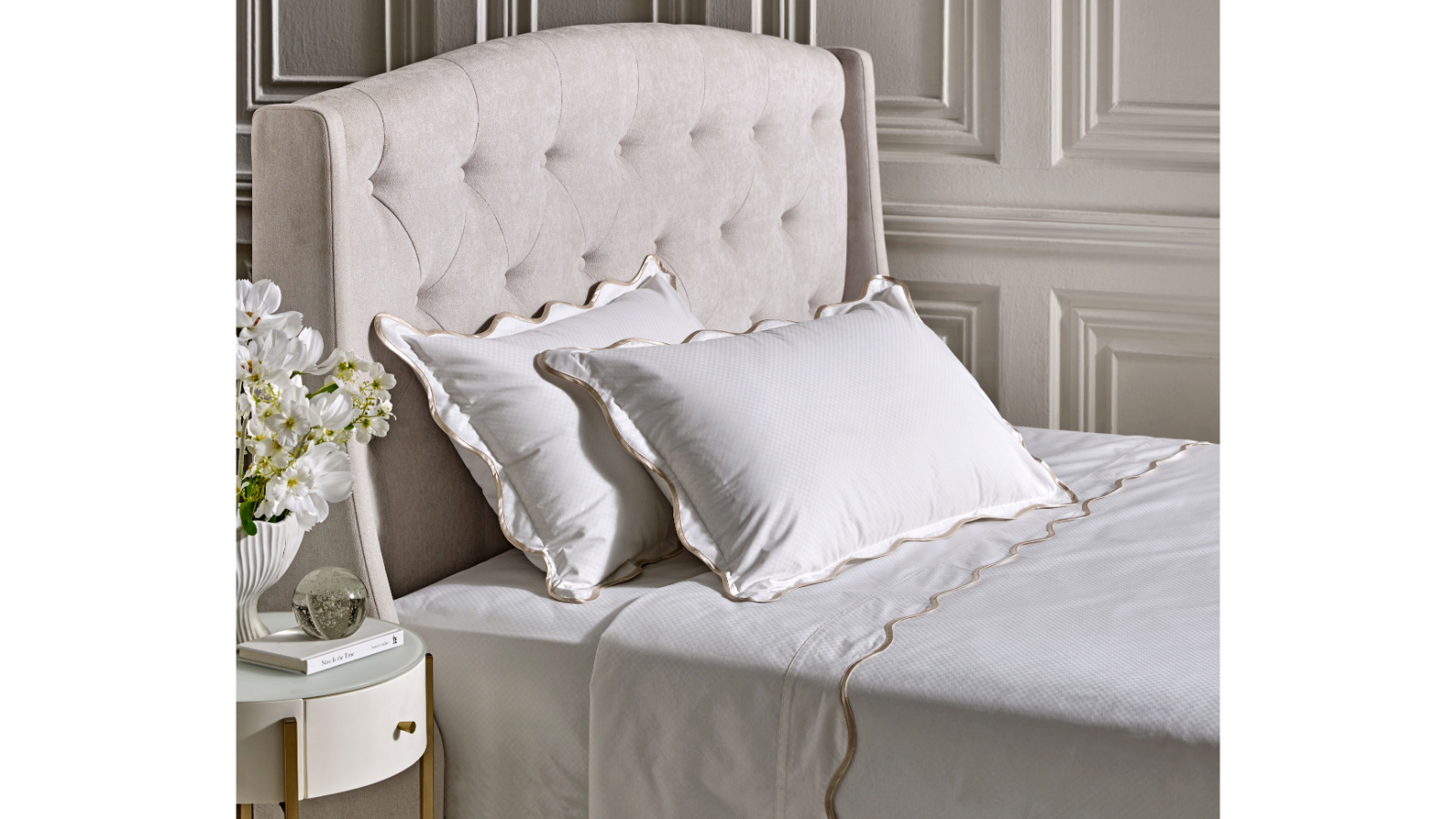 Estelle Scallop Champagne Sheet Set - King | Harvey Norman