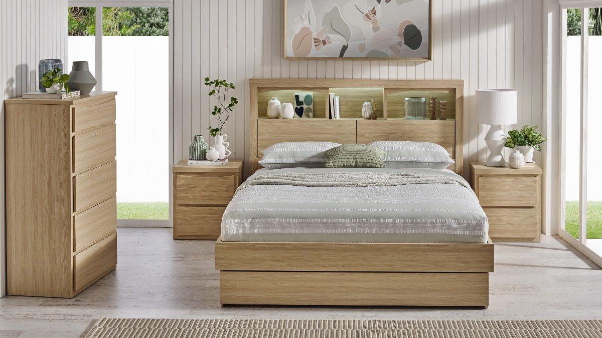 Pianca 3-Drawer Alpine Oak Bed | Harvey Norman