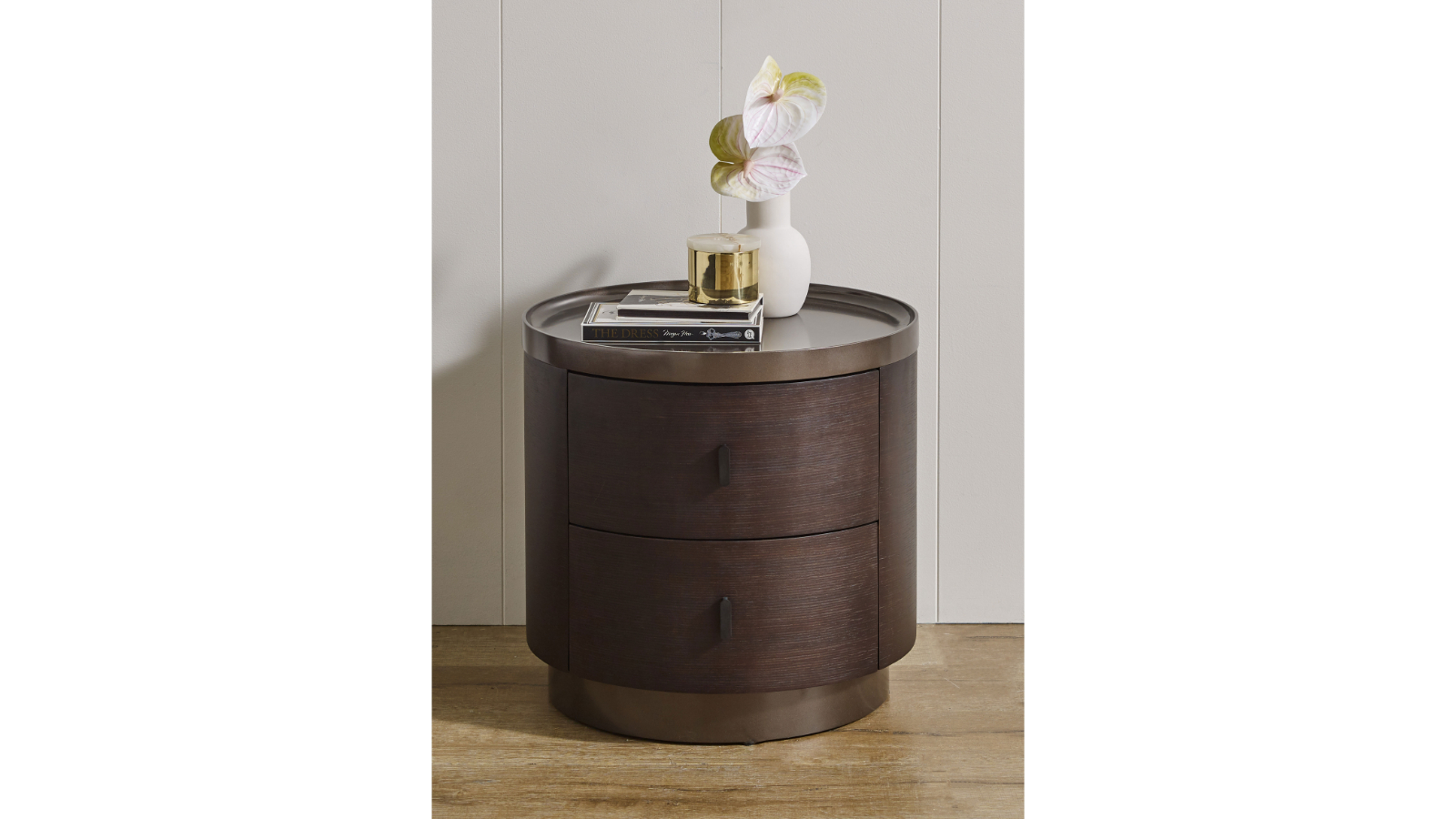 Orb 2-Drawer Round Bedside Table | Harvey Norman