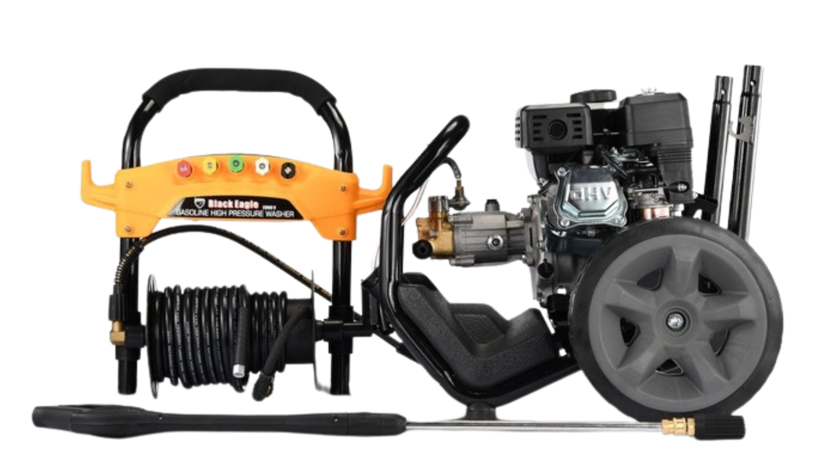 Black Eagle 10HP 4800PSI Petrol High Pressure Washer Cleaner Yellow Black Harvey Norman