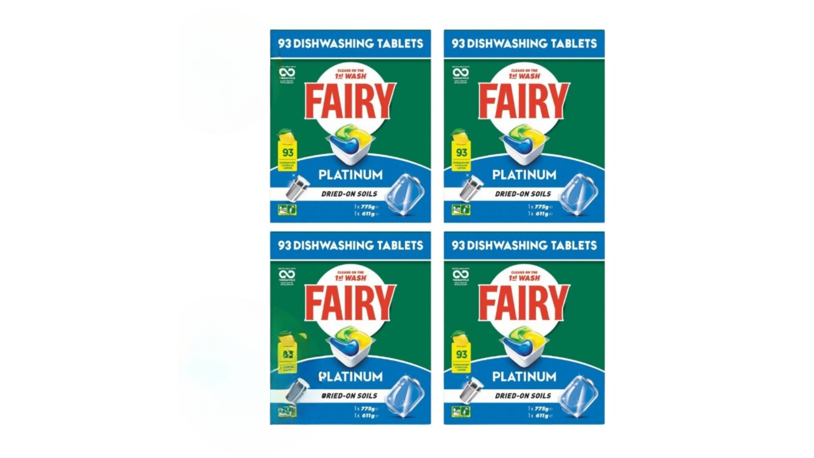Fairy 4 Piece Platinum Lemon Dishwashing Tablet - Pack of 93 | Harvey ...