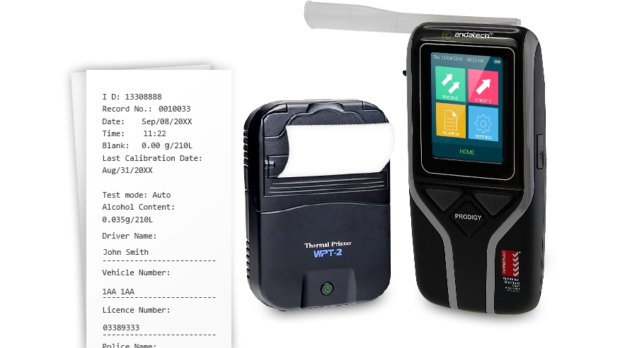 Andatech Prodigy S Handheld Breathalyser with Print Pack | Harvey Norman