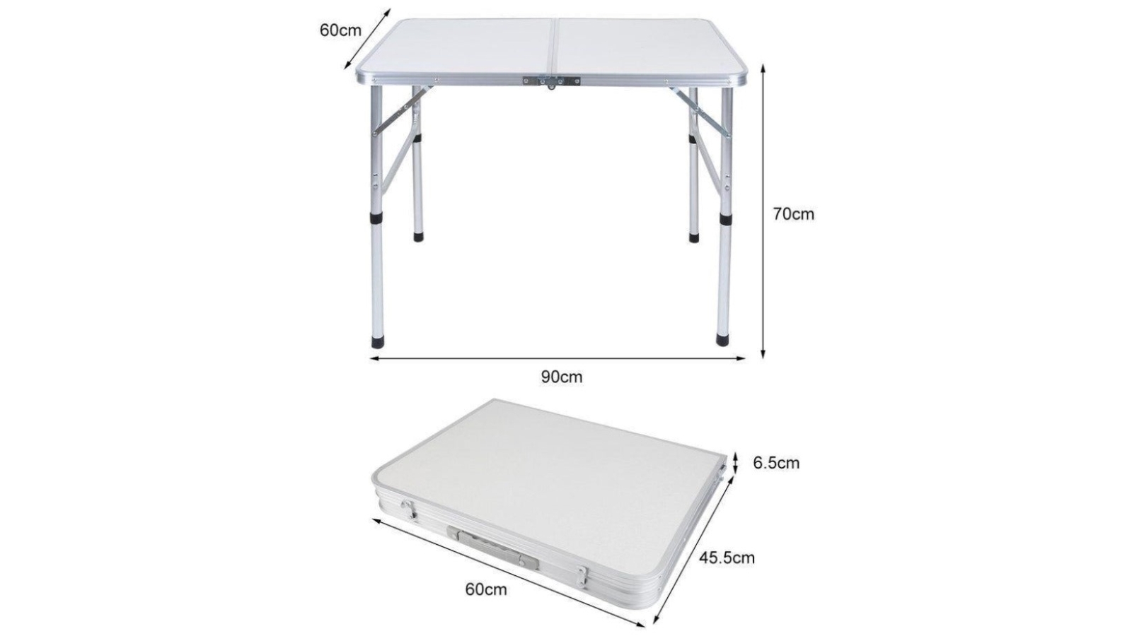 Bargene White Aluminium Folding Table - 90 x 60 cm | Harvey Norman