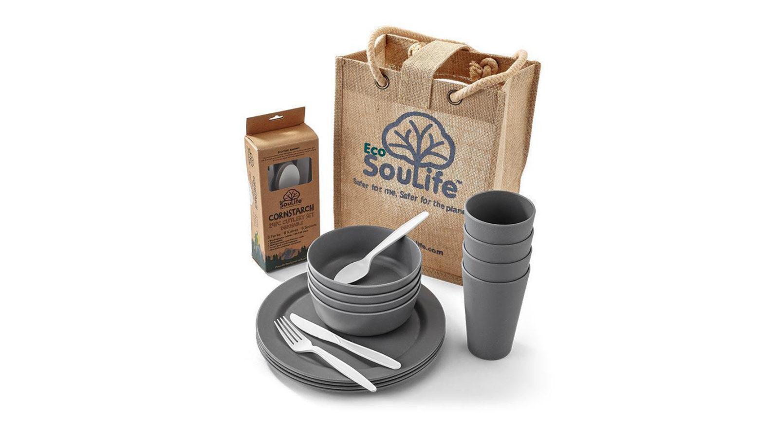 Eco Soulife All Natural Camping Picnic Set - Charcoal | Harvey Norman