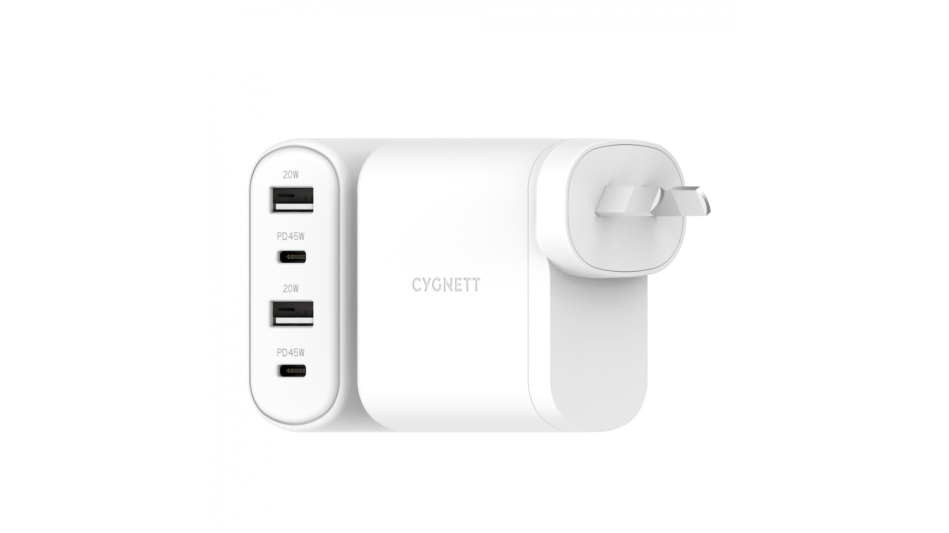 Cygnett PowerPlus 45W 4 Port Wall Charger (45W Max) - White | Harvey Norman