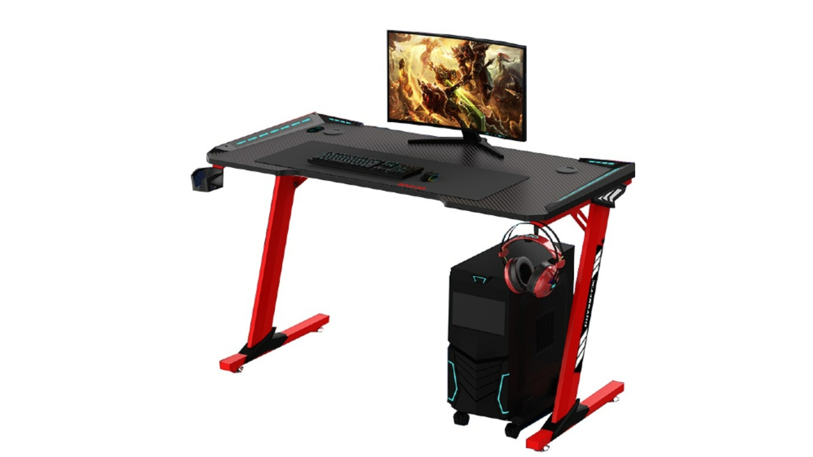 Odyssey8 140cm Single Panel Red Gaming Desk | Harvey Norman