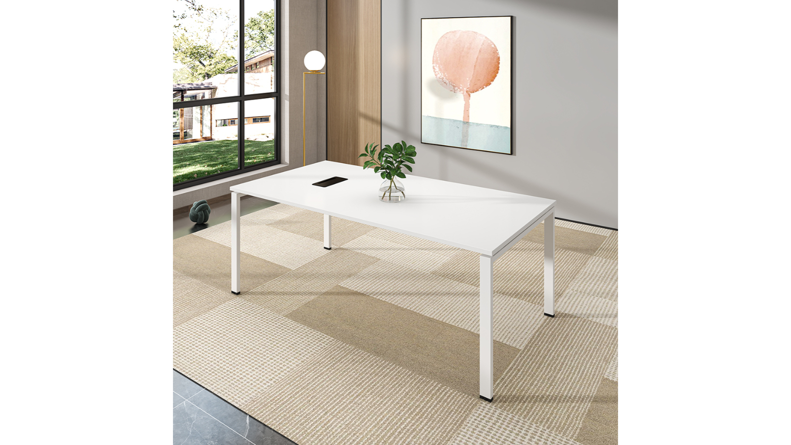 HelloFurniture White Emery Meeting Table - 200cm | Harvey Norman