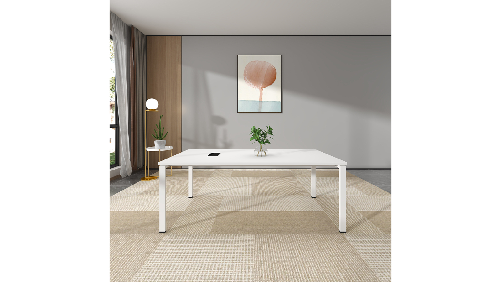 HelloFurniture White Emery Meeting Table - 200cm | Harvey Norman