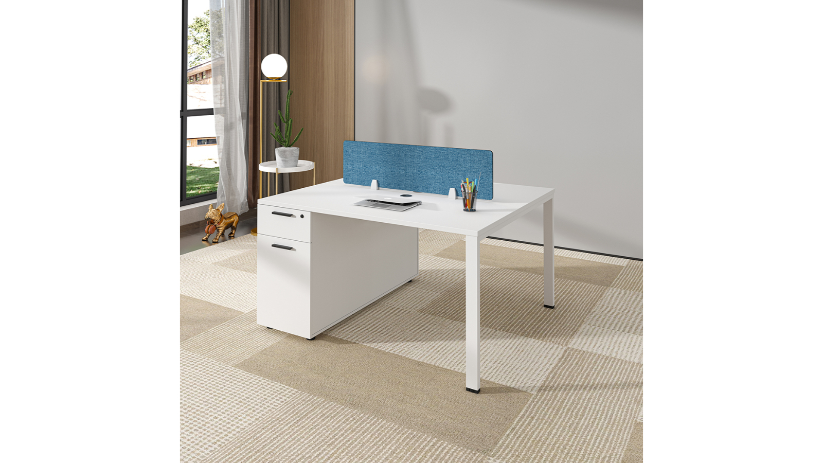 HelloFurniture White 2-Seater Emery Office Table | Harvey Norman