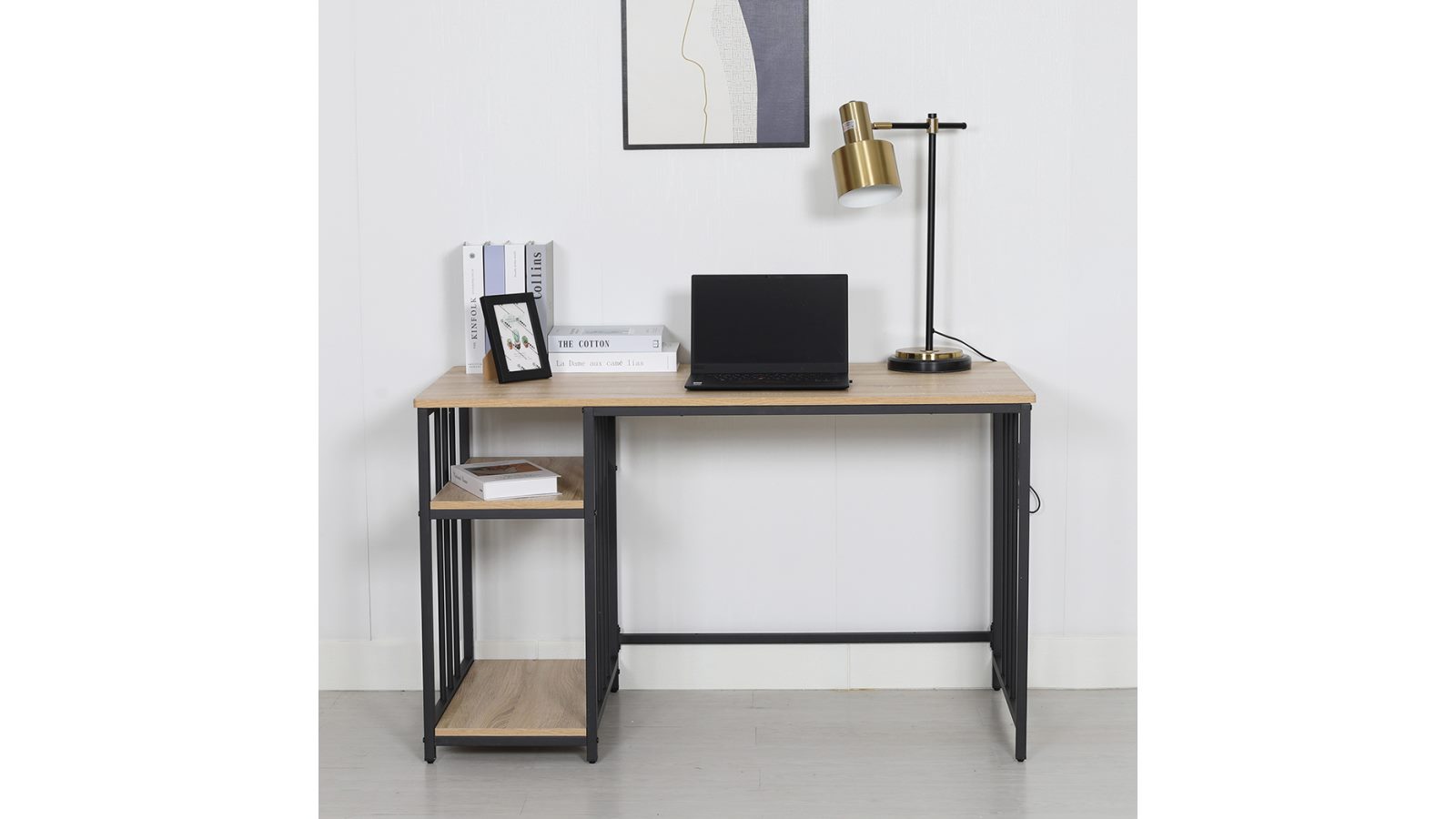 HelloFurniture Rome Industrial Style Computer Desk - Oak | Harvey Norman