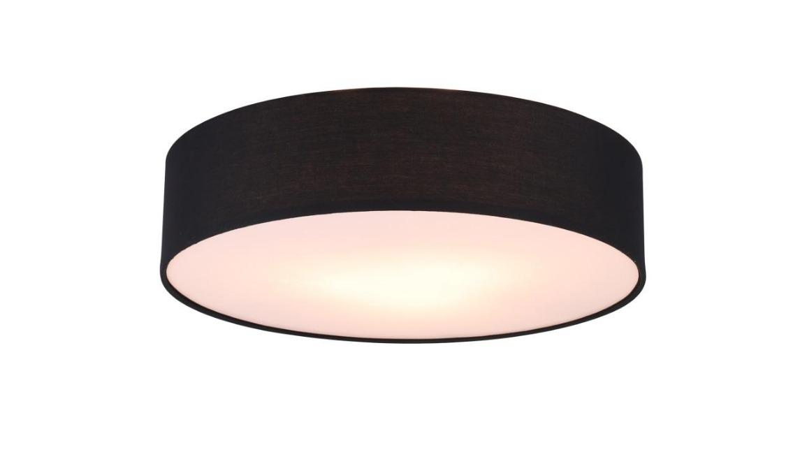 Luminea 3LT Fabric Shade Apollo Round Ceiling Light - Black | Harvey Norman