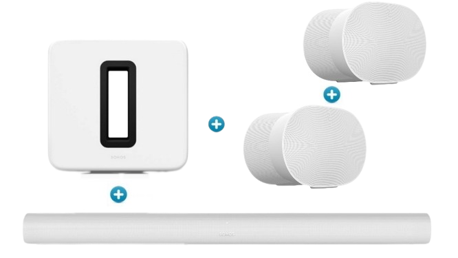 Sonos Arc Soundbar + Sub Gen 3 + Pair of Era 300 Speaker Package ...