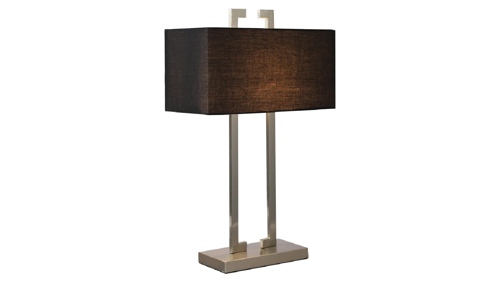 Luminea Jena Cuboid Fabric Shade Metal Table Lamp Light - Stain Chrome ...
