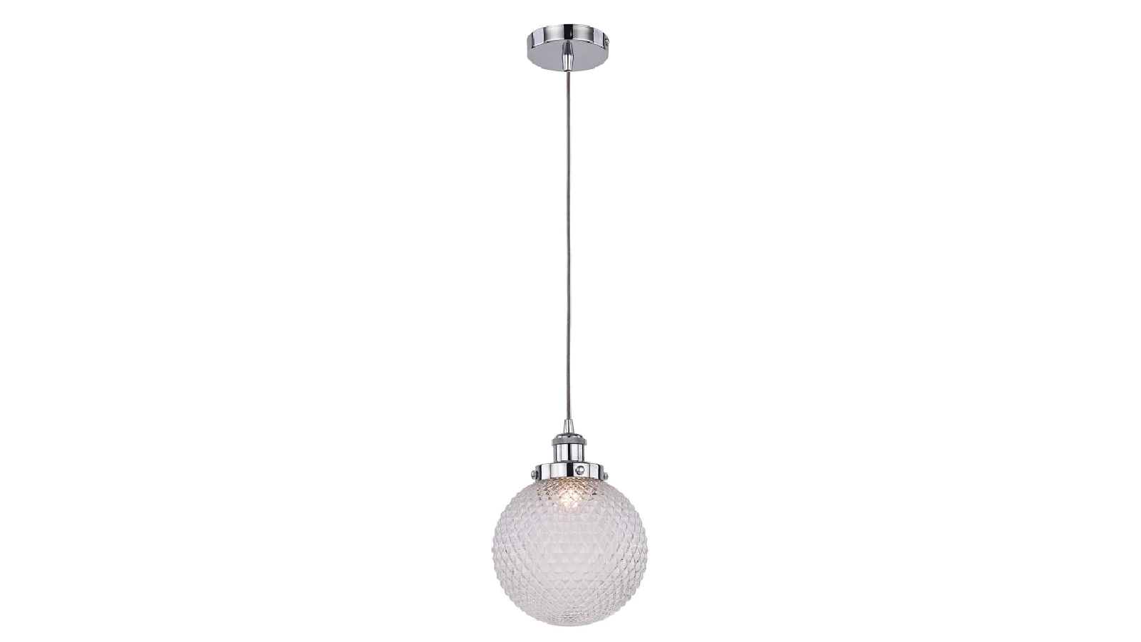 Luminea Small Carly Modern Glass Shade Pendant Lamp Light - Chrome ...