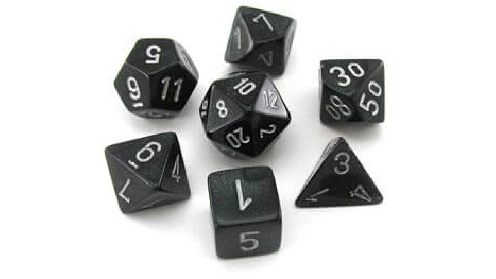 Chessex Borealis Polyhedral D7 Die Set (7 Dice) - Smoke/Silver | Harvey ...