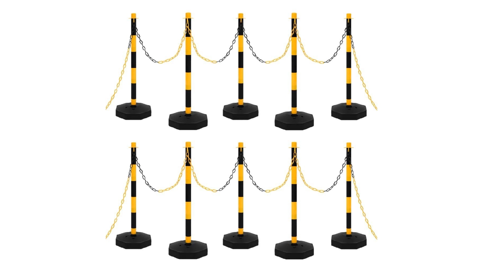 VidaXL 10 Piece Chain Post Set with 10 m Plastic Chain - Black and ...