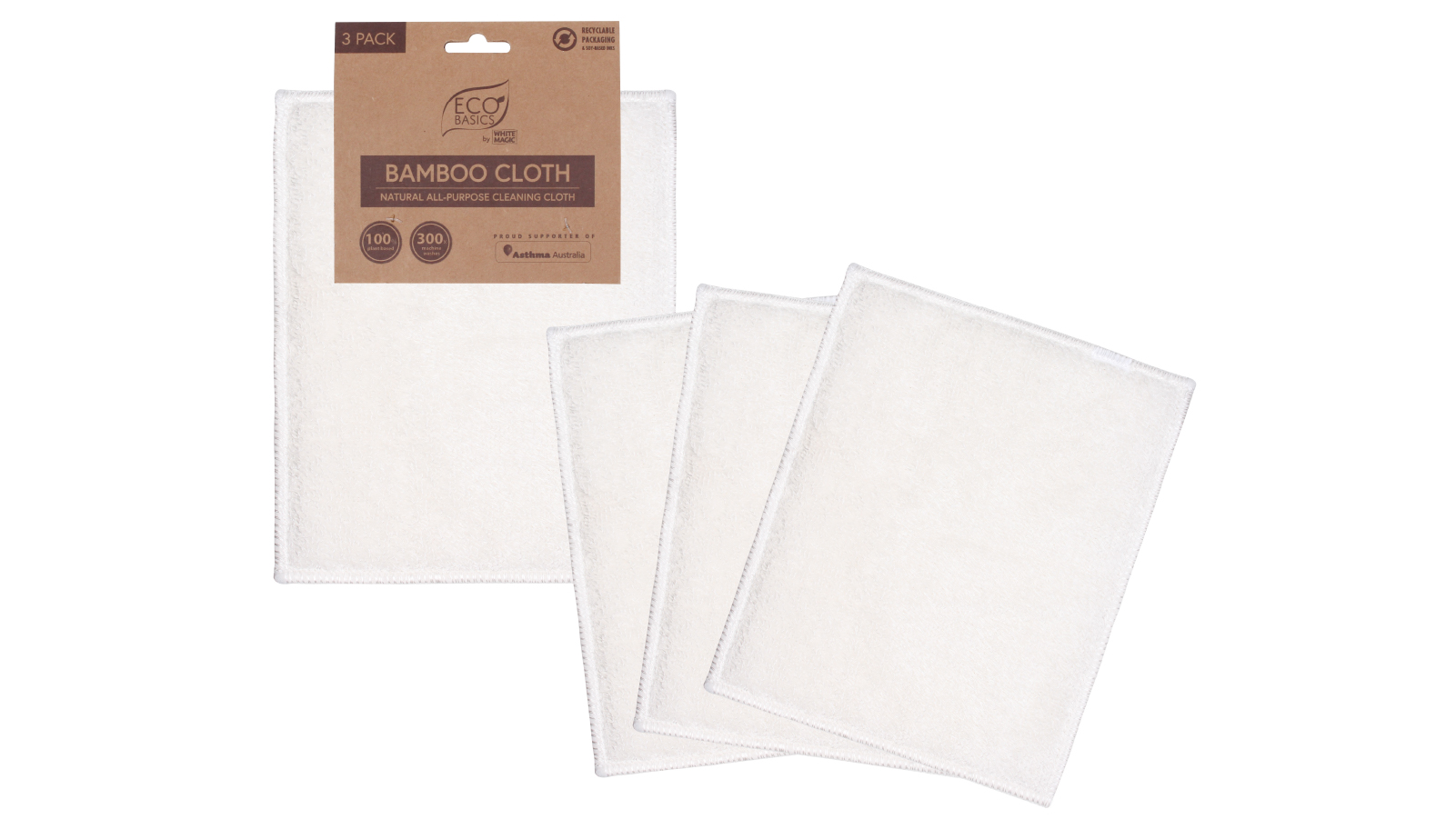 Eco Basics 3 Pack Bamboo Cloth | Harvey Norman