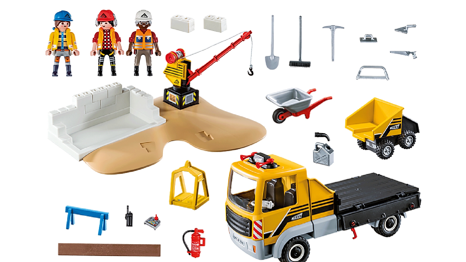 Playmobil Construction Site with Flatbed Playset | Harvey Norman