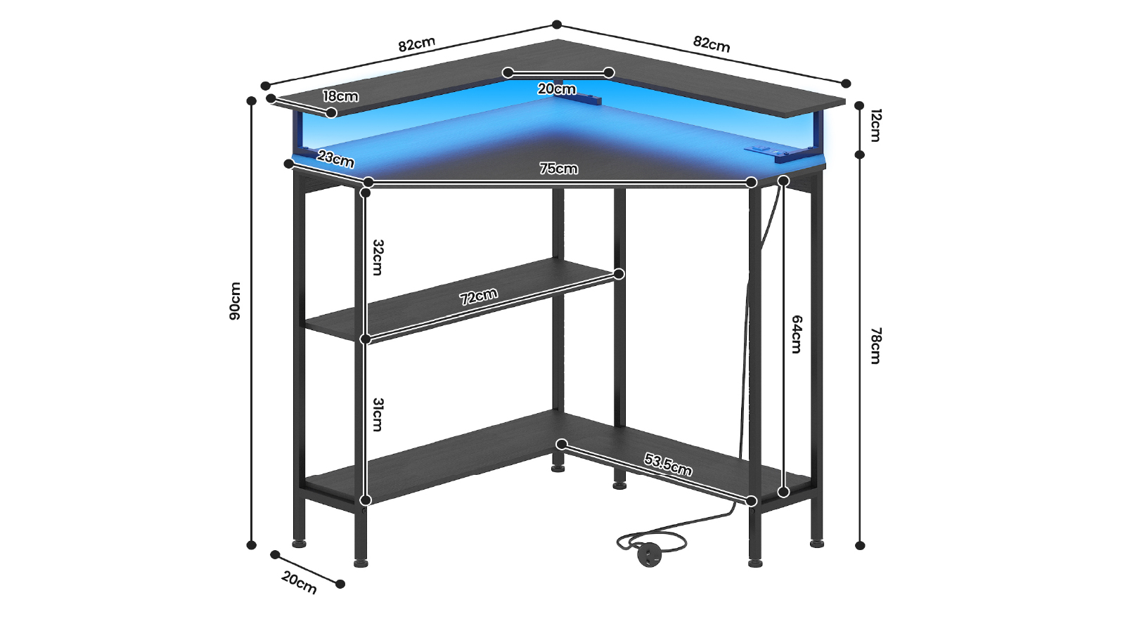Advwin 130cm L Shaped Gaming Desk with 2 Fabric Drawers and Storage Bag ...