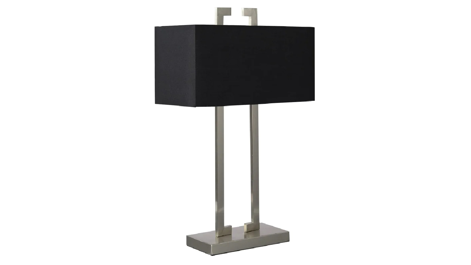 Luminea Jena Cuboid Fabric Shade Metal Table Lamp Light - Stain Chrome ...