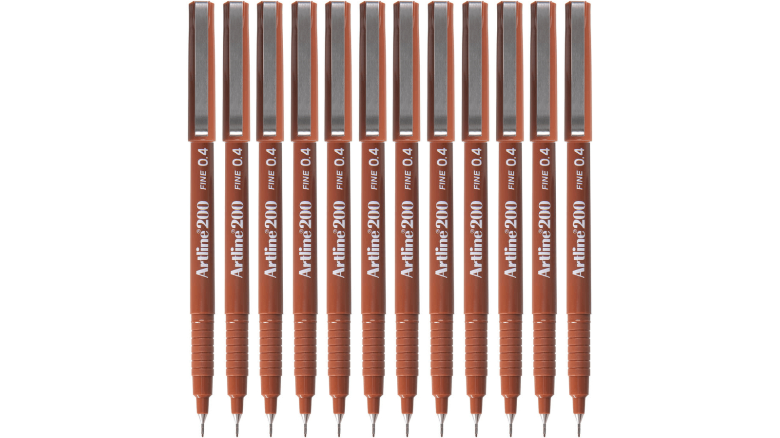 Artline Box of 12 200 Fineliner 0.04cm Felt Tip Pen - Brown | Harvey Norman