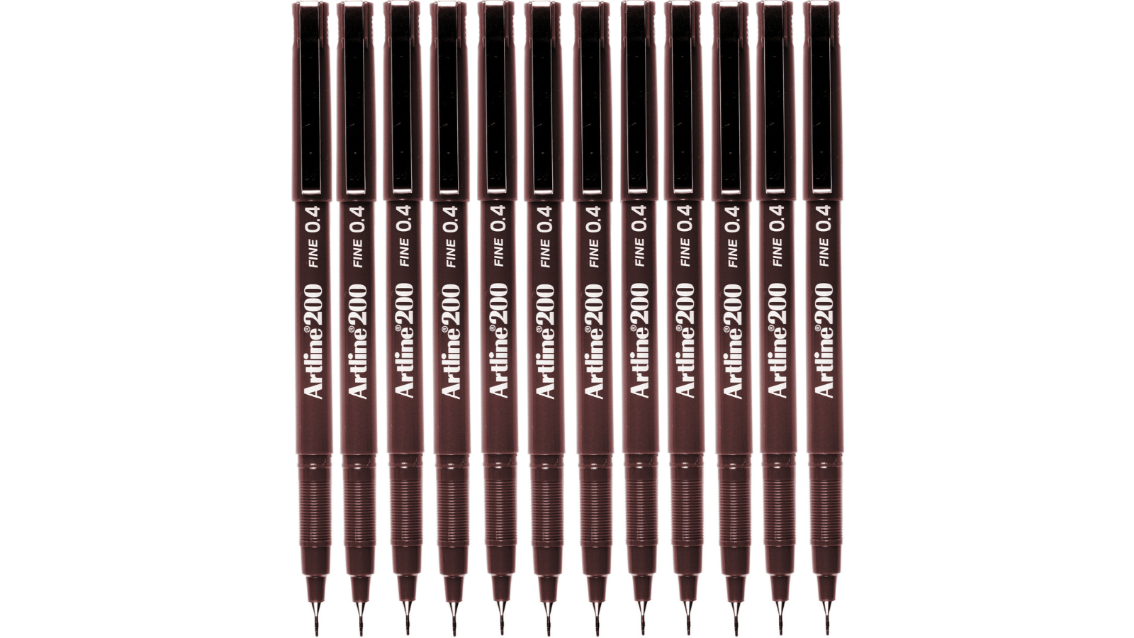 Artline Box of 12 0.04cm 200 Fineliner Pen - Dark Brown | Harvey Norman