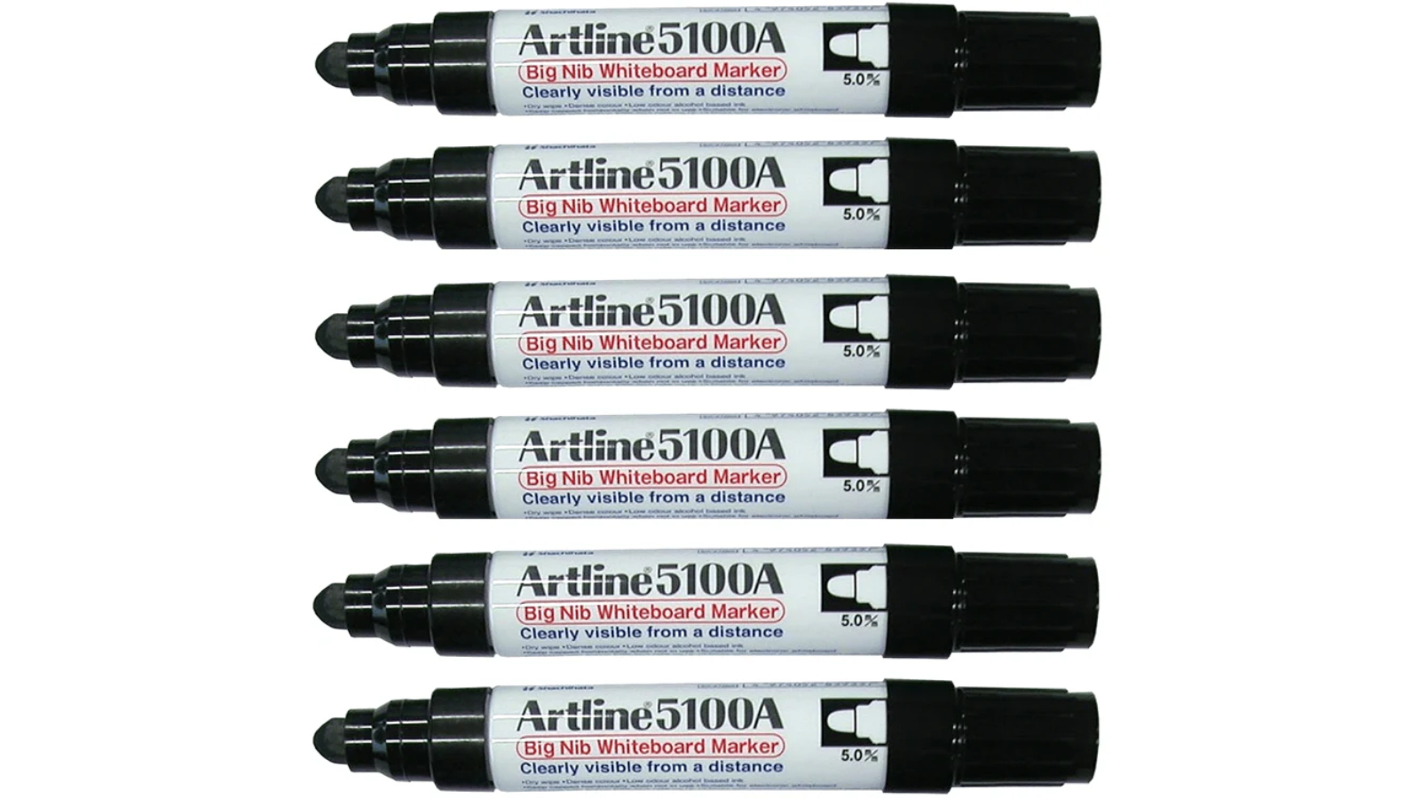 Artline Box of 6 5100A Whiteboard Marker 0.5cm Big Thick Bullet Tip ...
