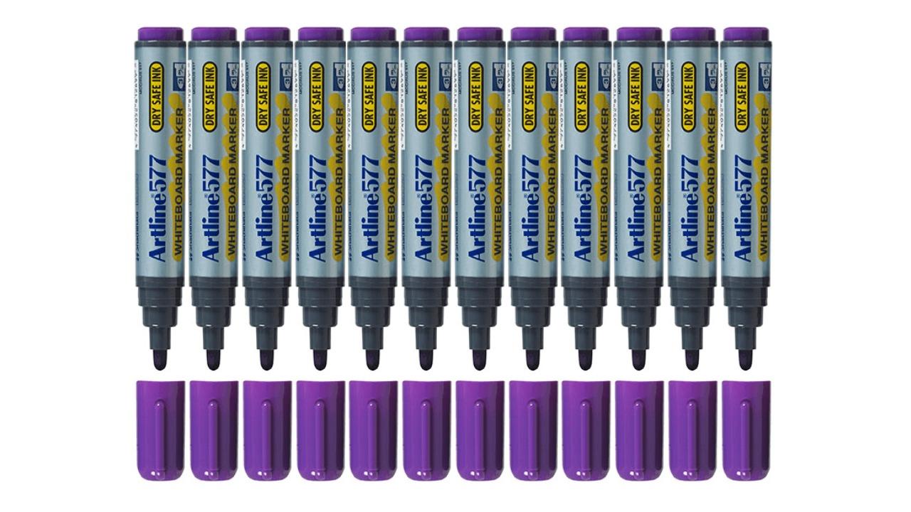 Artline Box of 12 0.2cm Bullet Tip 577 Whiteboard Marker - Purple ...
