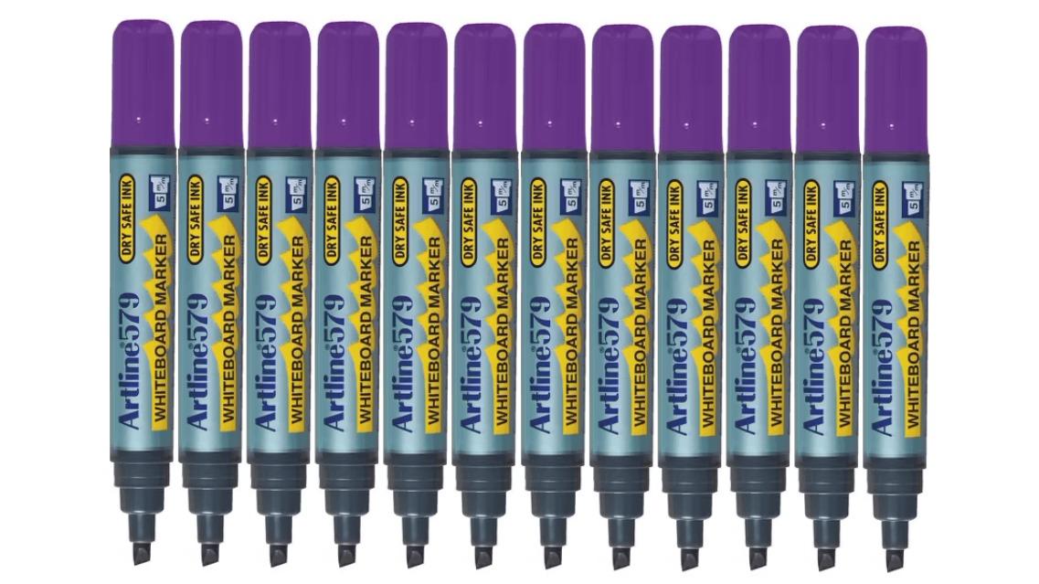 Artline 579 Box of 12 0.5cm Chisel Tip Whiteboard Marker - Purple ...