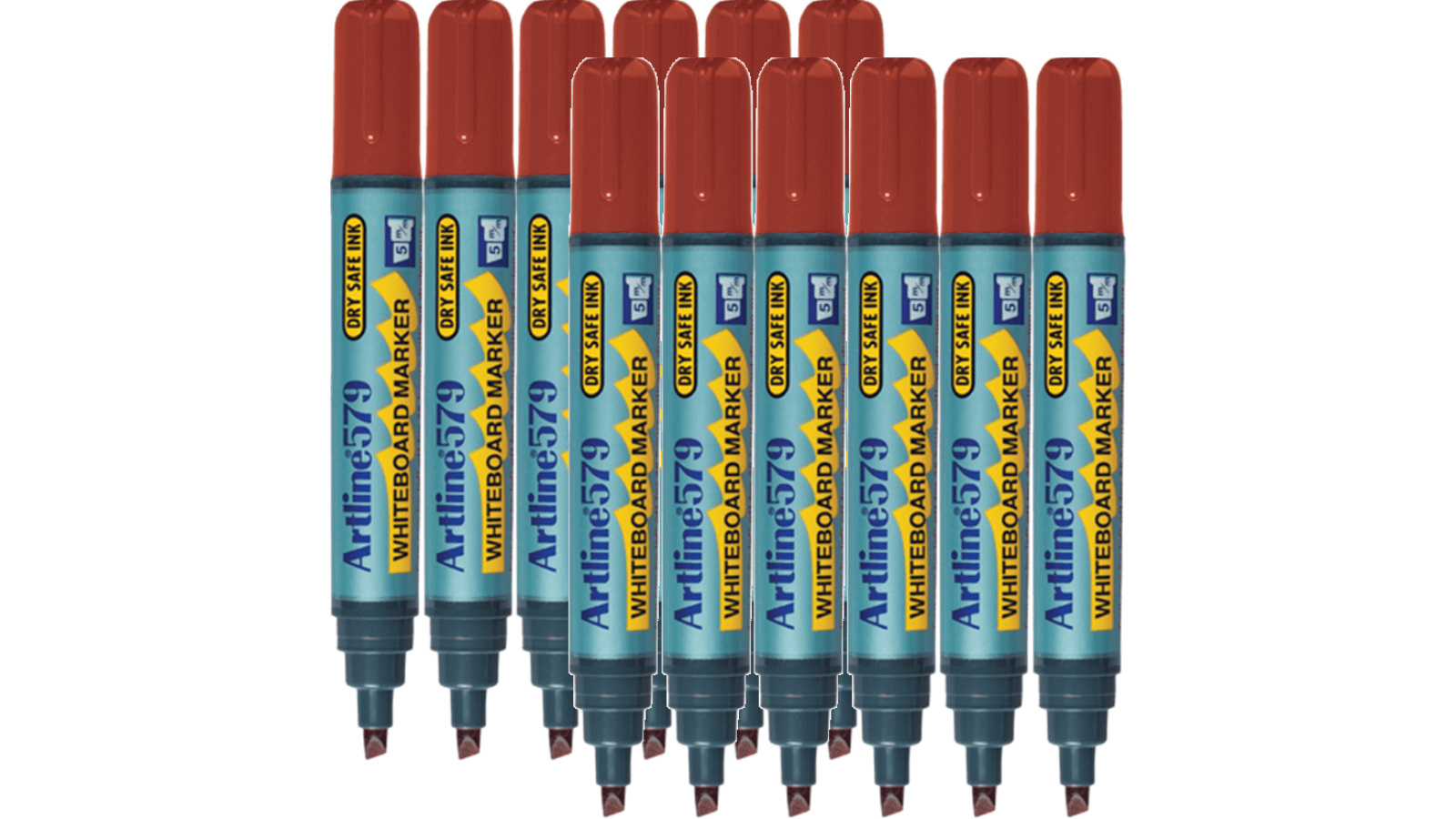 Artline 579 Box of 12 0.5cm Chisel Tip Whiteboard Marker - Brown ...