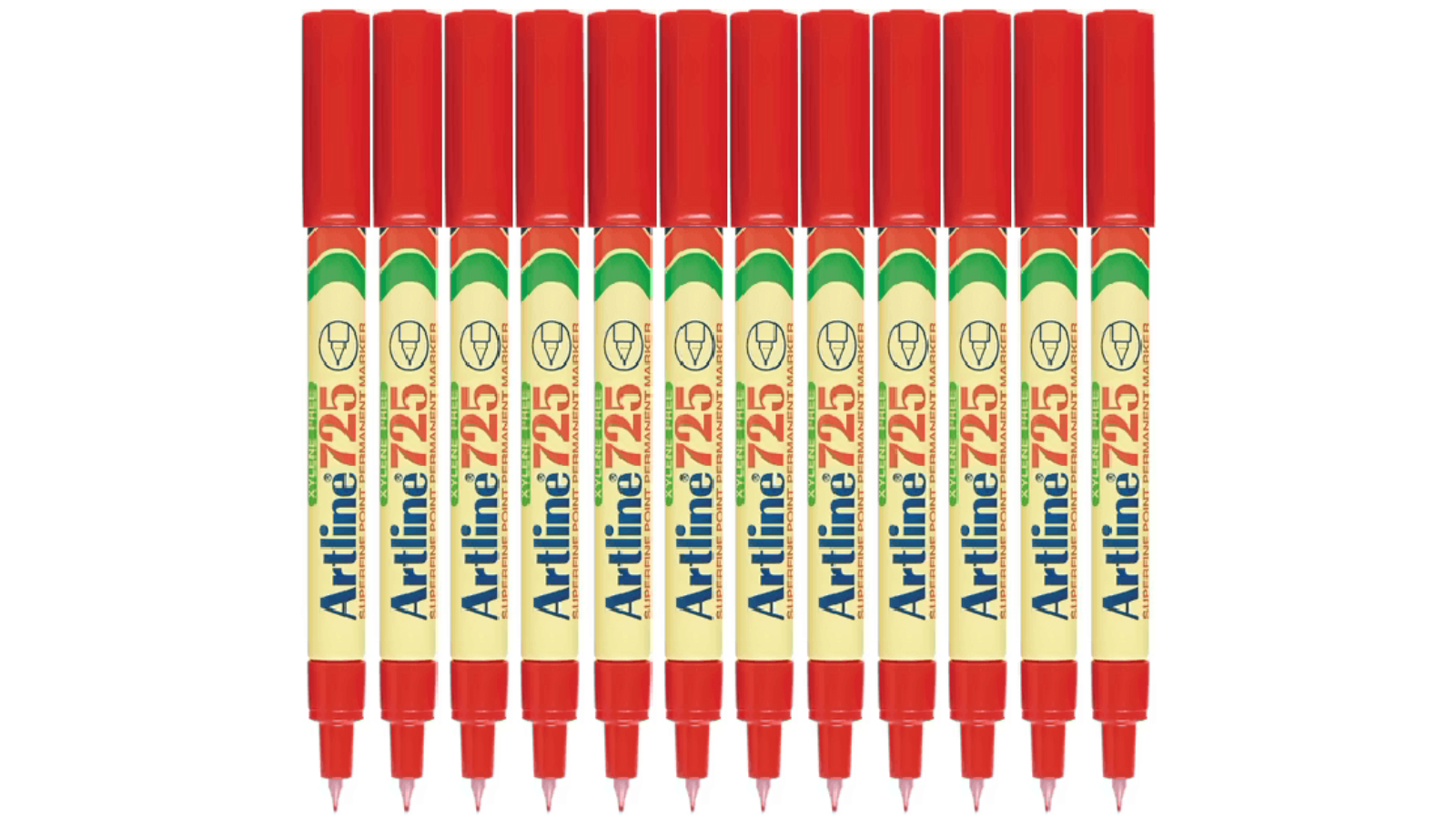 Artline 725 Box of 12 Permanent Marker 0.4mm Fine Tip - Red | Harvey Norman