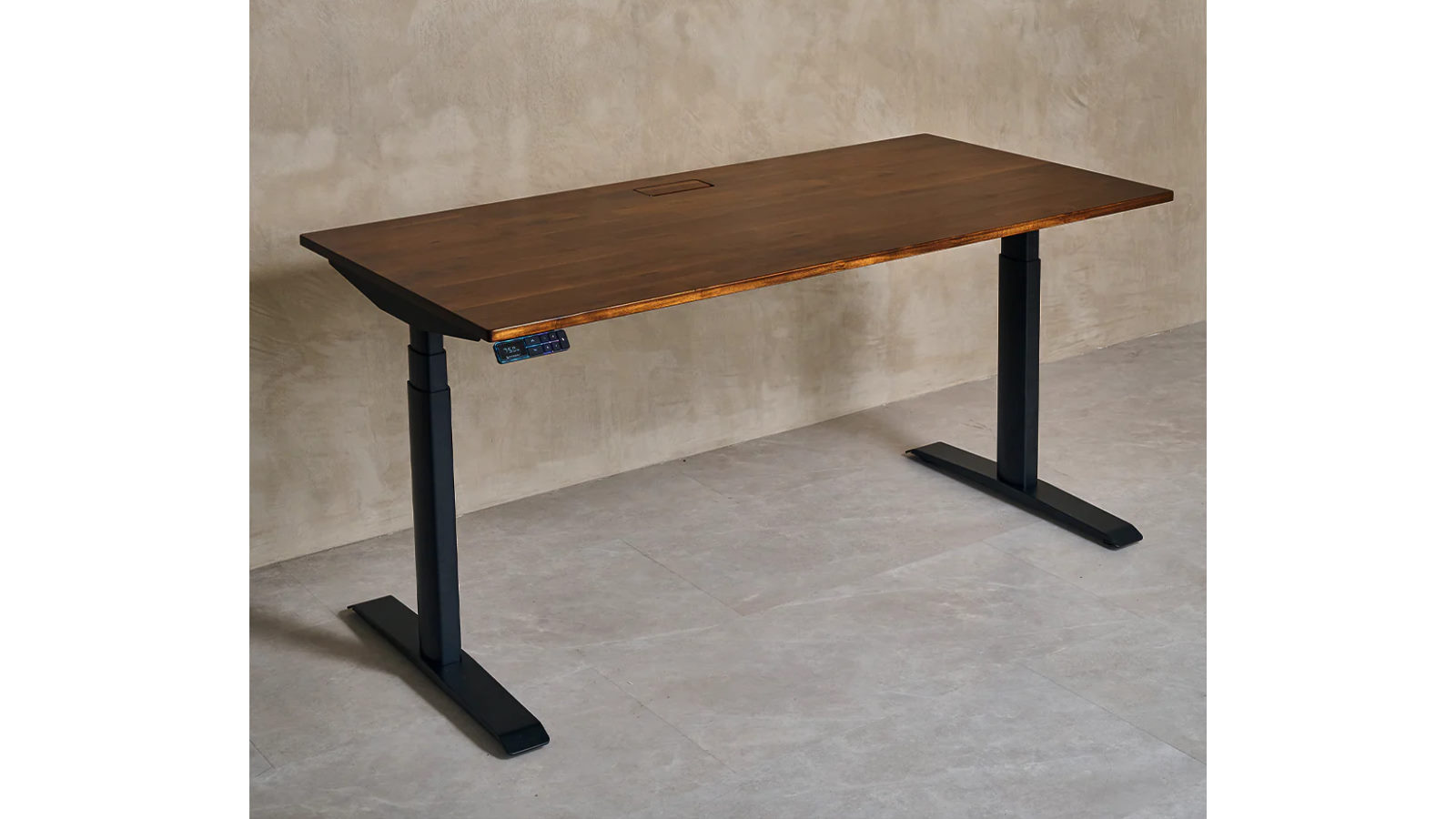 Omnidesk Ascent Sit Stand Desk Extra Large Wildwood Acacia Dark with ...