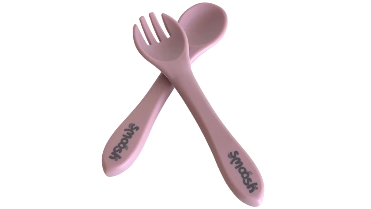 Smoosh Baby Fork and Spoon Set - Pink | Harvey Norman